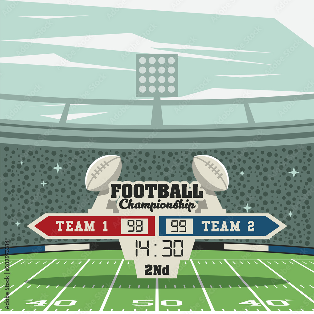 Football sport championship scoreboard on stadium background Stock ...