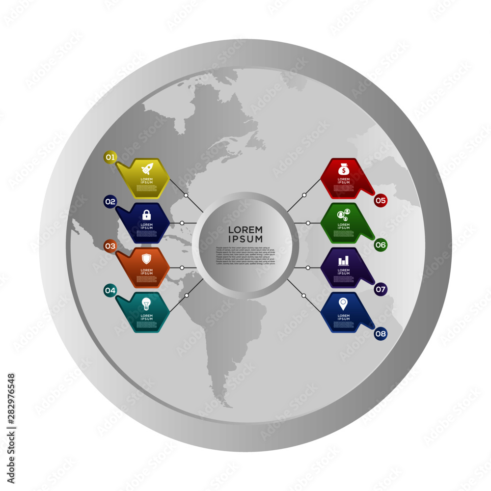 Vector infographics design template, integrated circles with chat ...