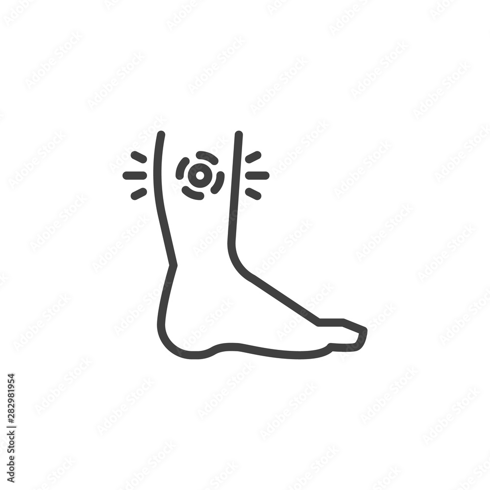 Human leg pain line icon. linear style sign for mobile concept and web ...