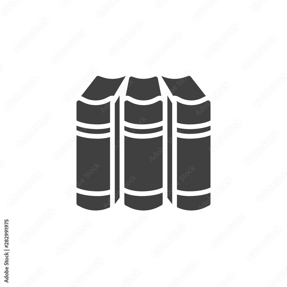 Three books vector icon. filled flat sign for mobile concept and web ...
