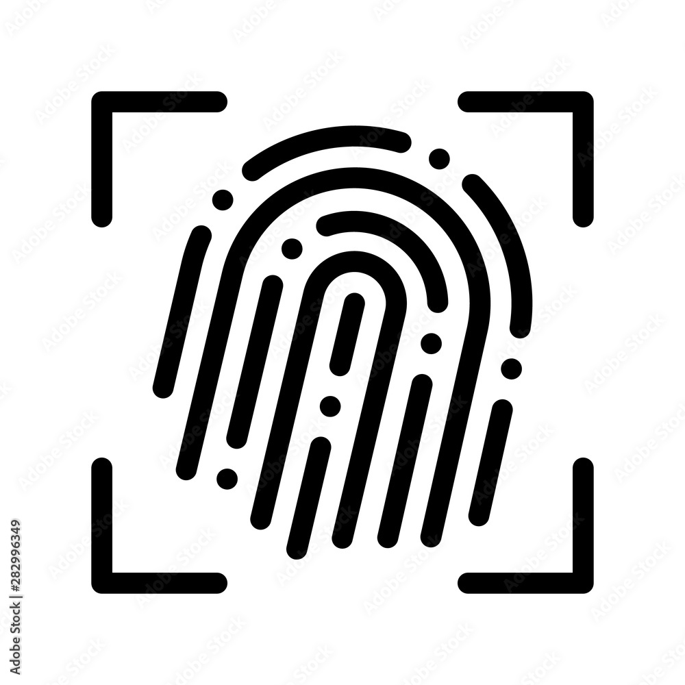 Fingerprint Dactylogram Scanner Vector Sign Icon Thin Line. Artificial ...