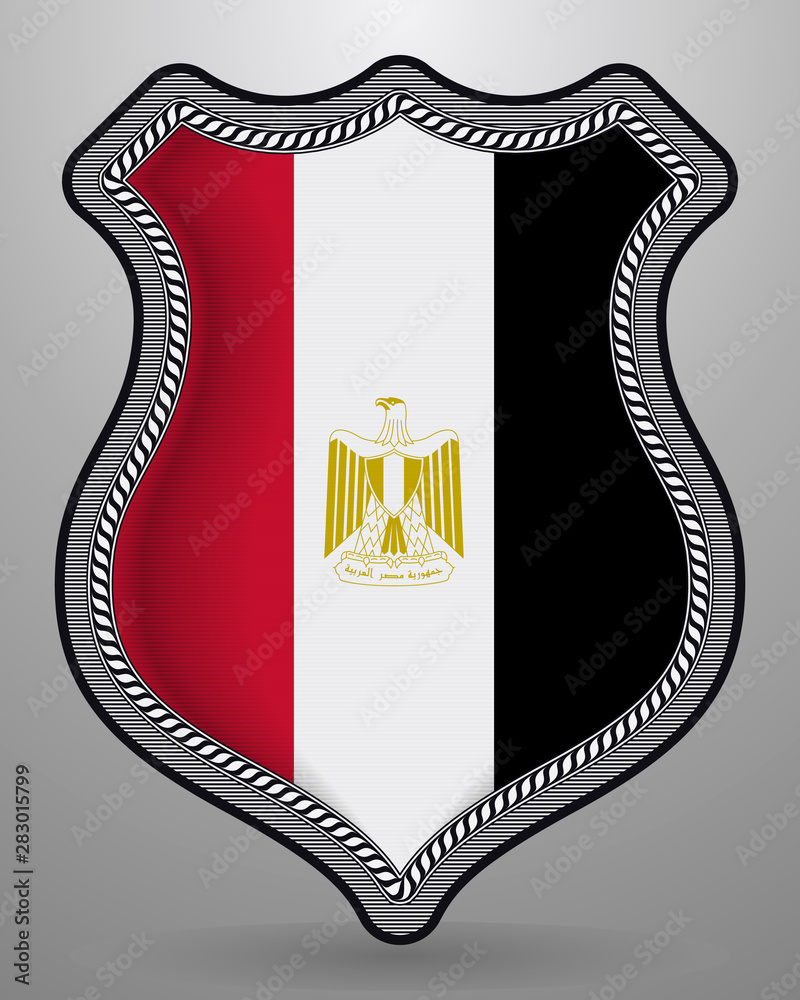 Flag of Egypt. Vector Badge and Icon. Vertical Orientation Version ...