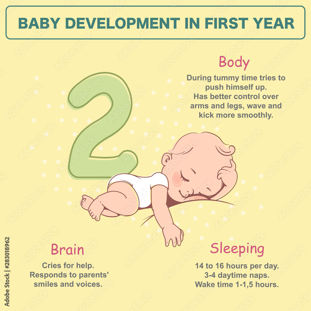 Little baby of 2 month. Physical, emotional development milestones in ...