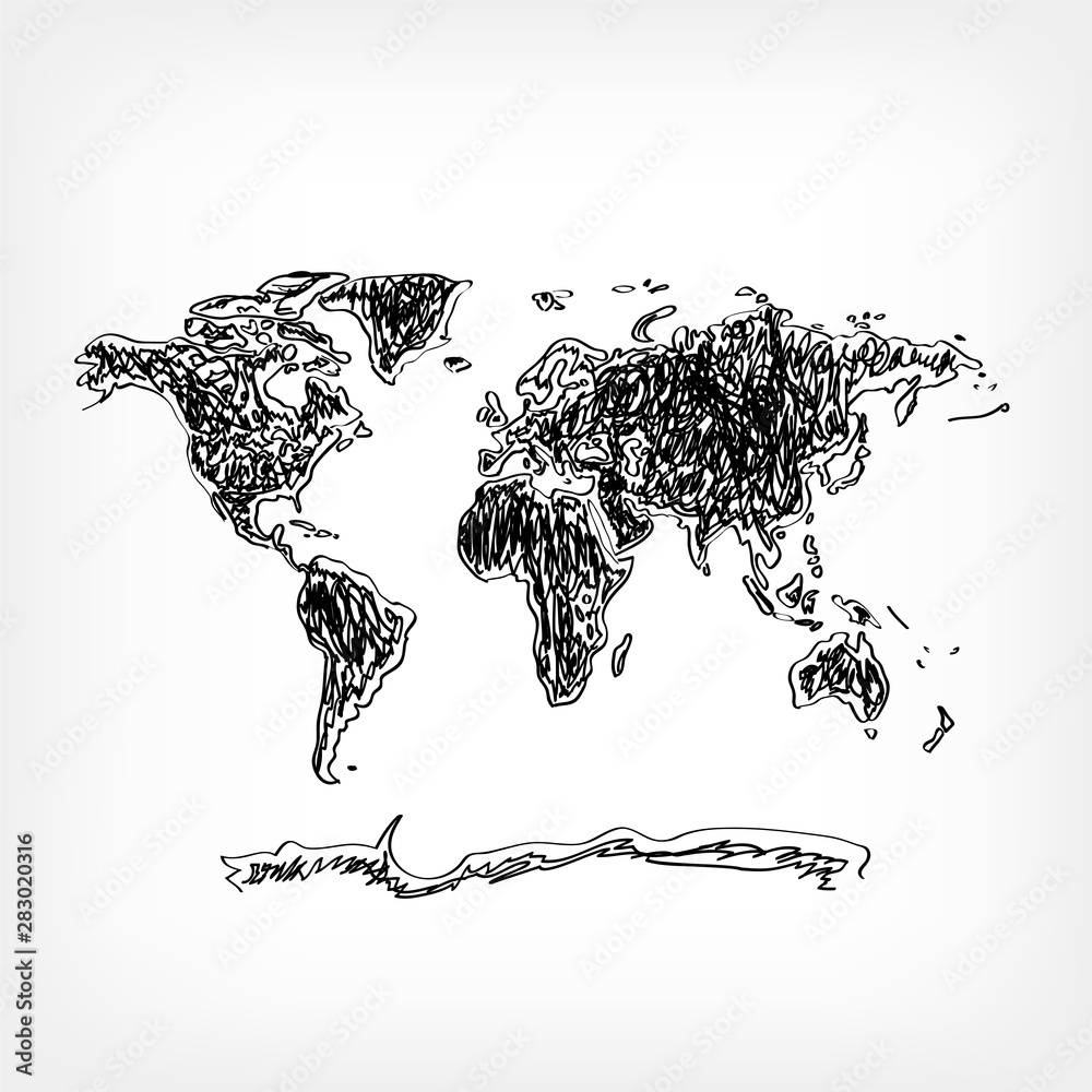 drawing world map white background Stock Vector | Adobe Stock