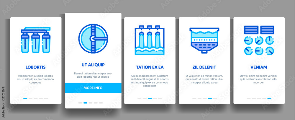 Water Treatment Onboarding Mobile App Page Screen Vector. Filter And ...