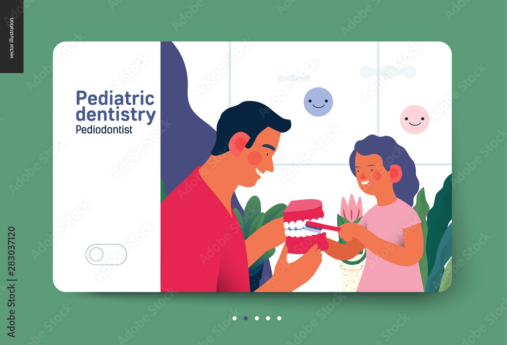 Pediatric dentistry -medical insurance web template -modern flat vector ...
