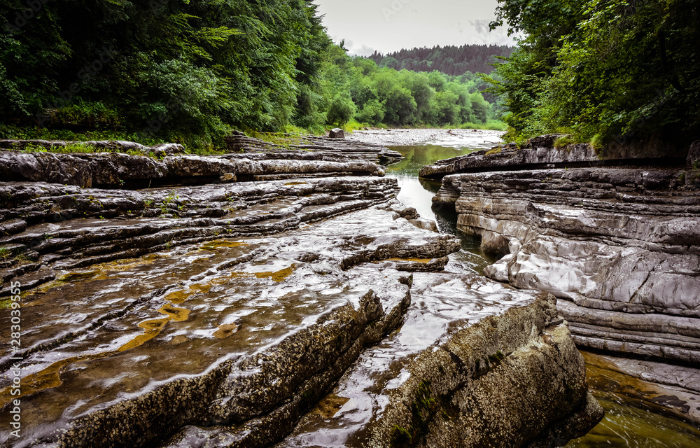 Water gorge on the river Taugl in the village Kuchl Stock Photo | Adobe ...