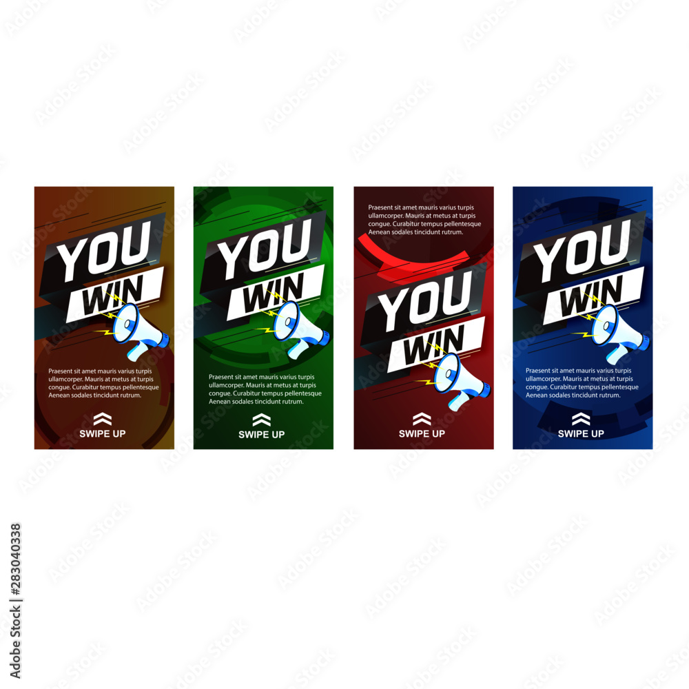 You win word concept vector illustration with megaphone and 3d style ...