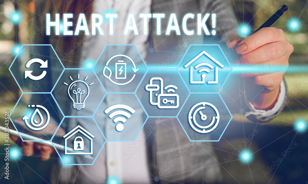 Word writing text Heart Attack. Business photo showcasing sudden ...