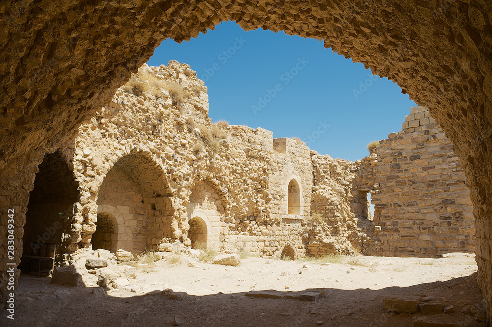 Medieval crusaders castle in Al Karak, Jordan. One of the largest ...