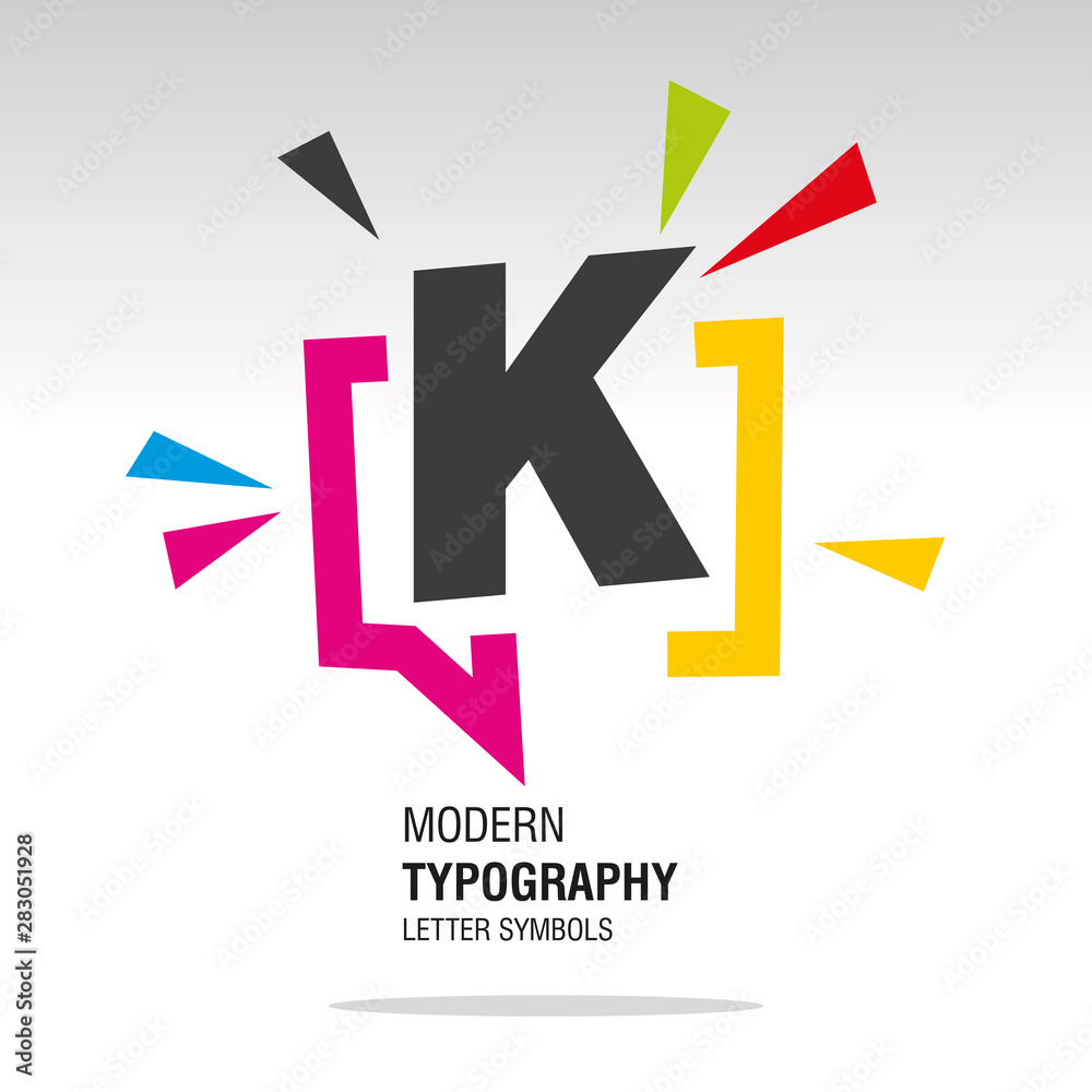 K modern typography letter symbol colorful sign icon sticker Stock ...