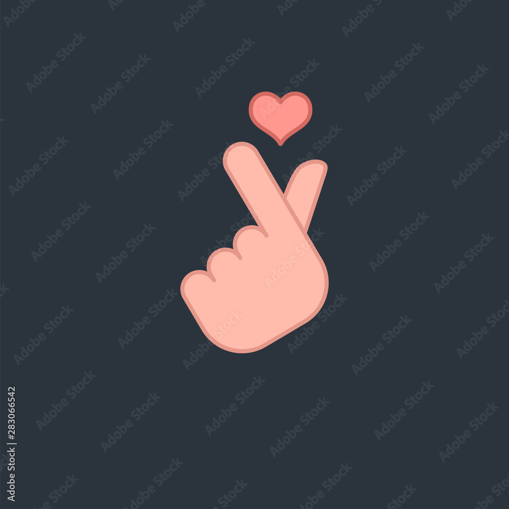 Korean love sign, hand gesture of romance. Finger heart symbol. Stock ...