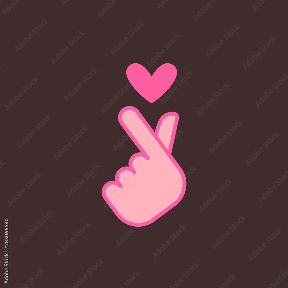 Korean love sign, hand gesture of romance. Finger heart symbol. Stock ...