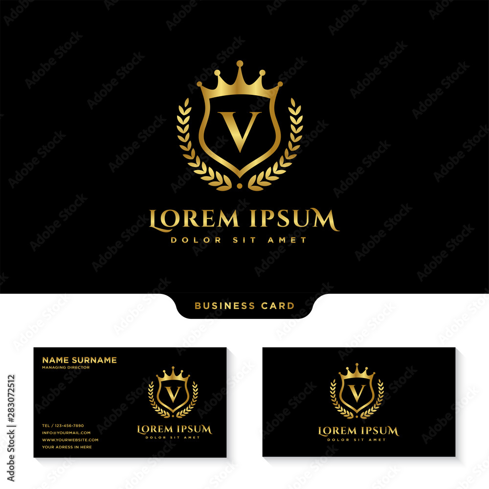 Luxury Royal Letter v crest Gold color Logo vector, Victory logo, crest ...