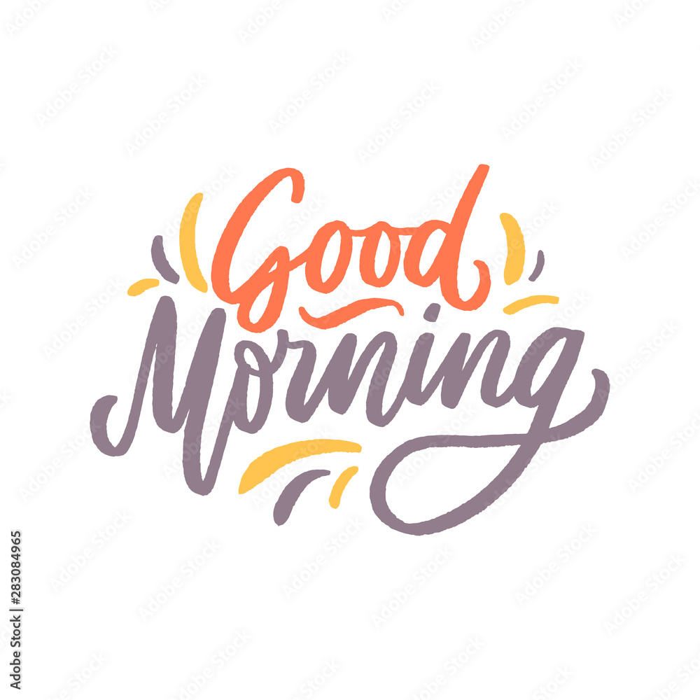 Hand drawn lettering phrase good morning for print, photo overlay ...