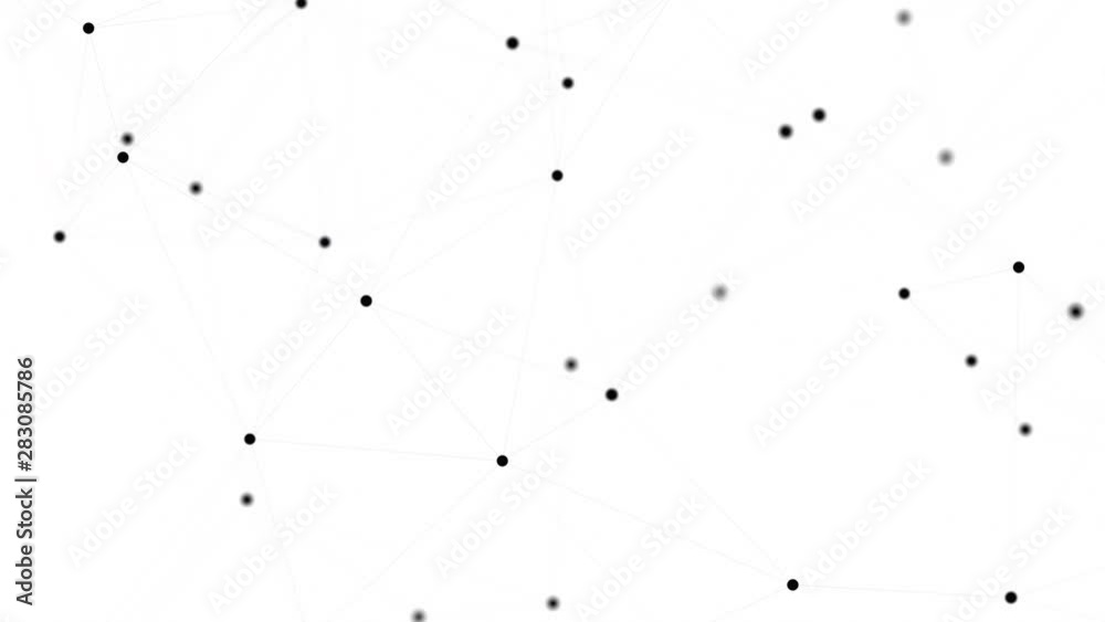 Abstract network animation connected black dots and lines on white ...