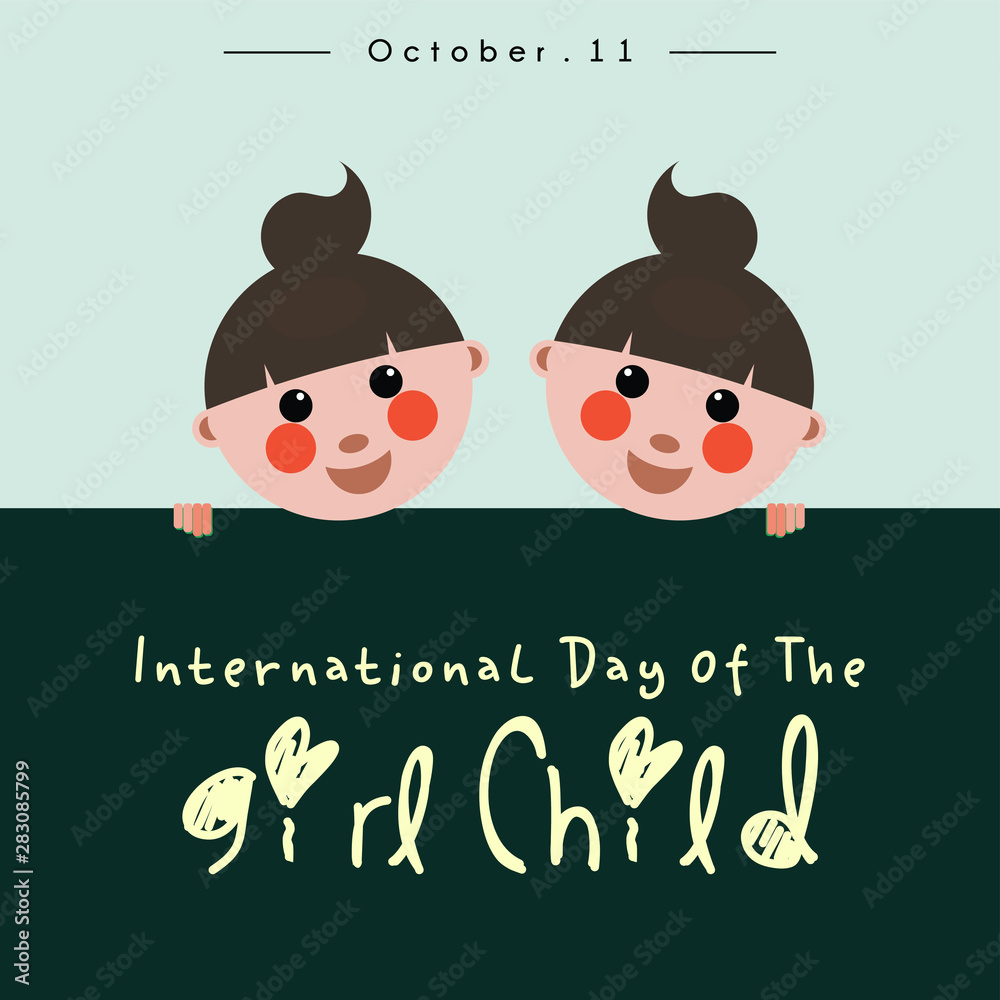 International Day of the Girl Child with twice of Girl Child cartoon ...