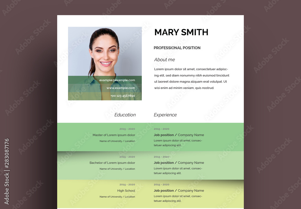 Resume Layout with Green Accents Stock Template | Adobe Stock