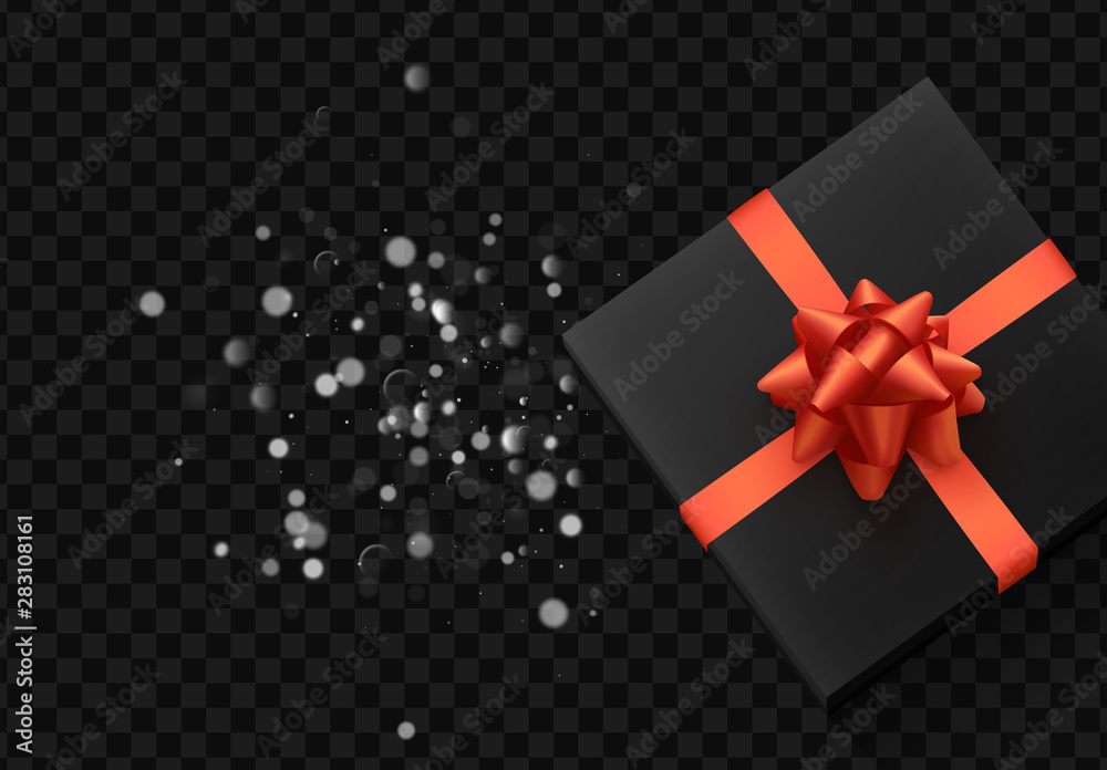 Black gift box with surprise isolated on transparent background Stock ...