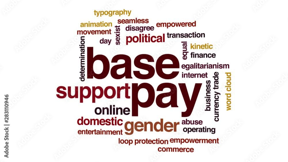 Base pay animated word cloud. Kinetic typography. Stock Video | Adobe Stock