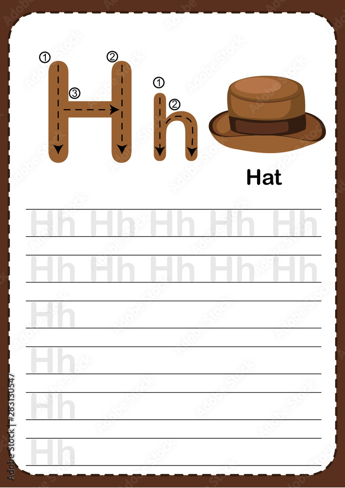 Exercises for kids, English alphabet H - Hat Stock Vector | Adobe Stock