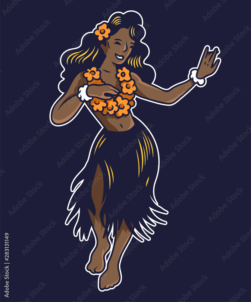cute smile hula girl dancing Stock Vector | Adobe Stock