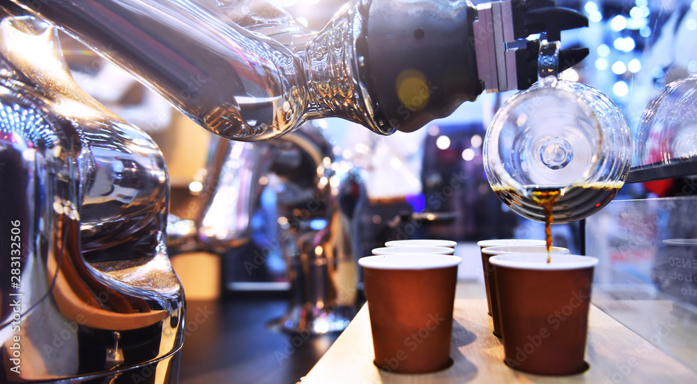 Automatic technology in beverage shop, artificial intelligence, robotic ...