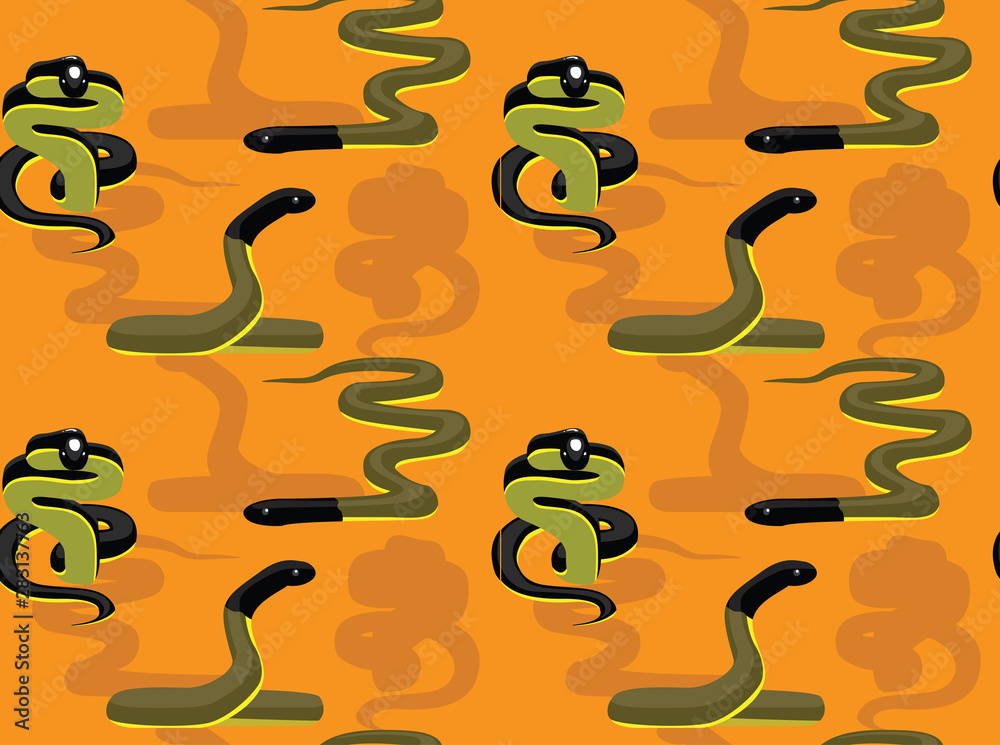 Snake Inland Taipan Cartoon Background Seamless Wallpaper Stock Vector ...
