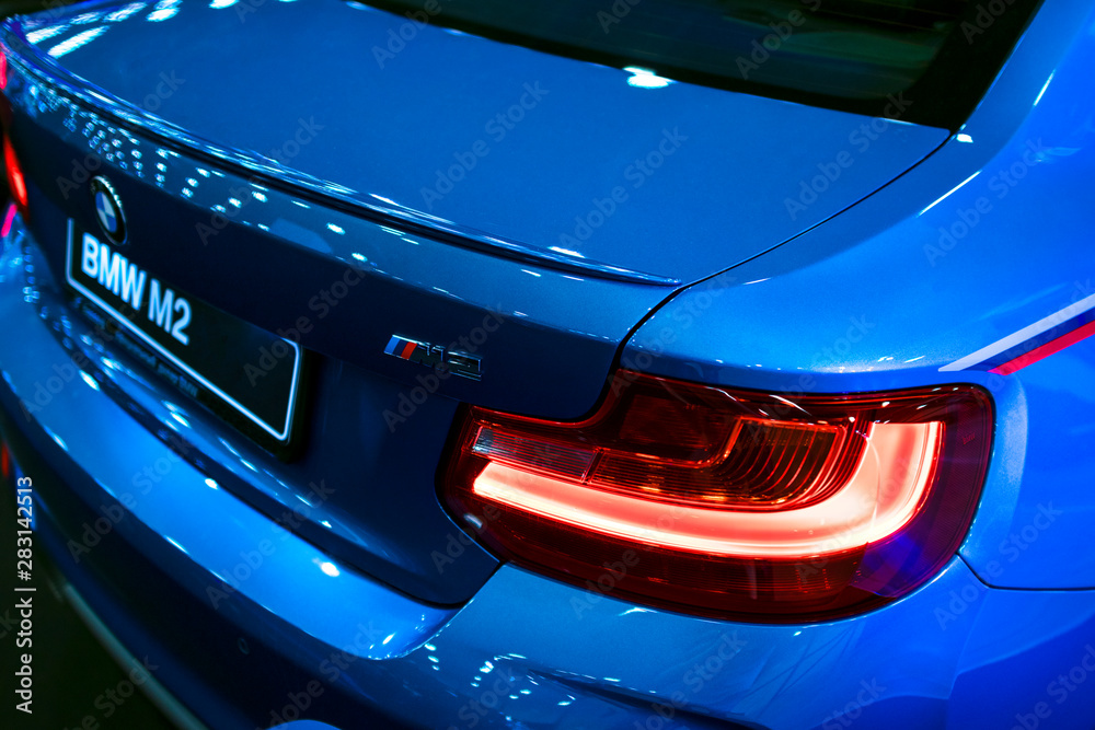 Sankt-Petersburg, Russia July 21 2017: Back view of a BMW M2 sports car ...