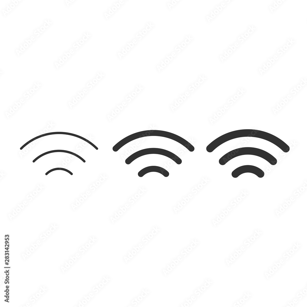 Wi-Fi different signal levels. Wireless signal strength indicator icon. Sign for remote internet ...