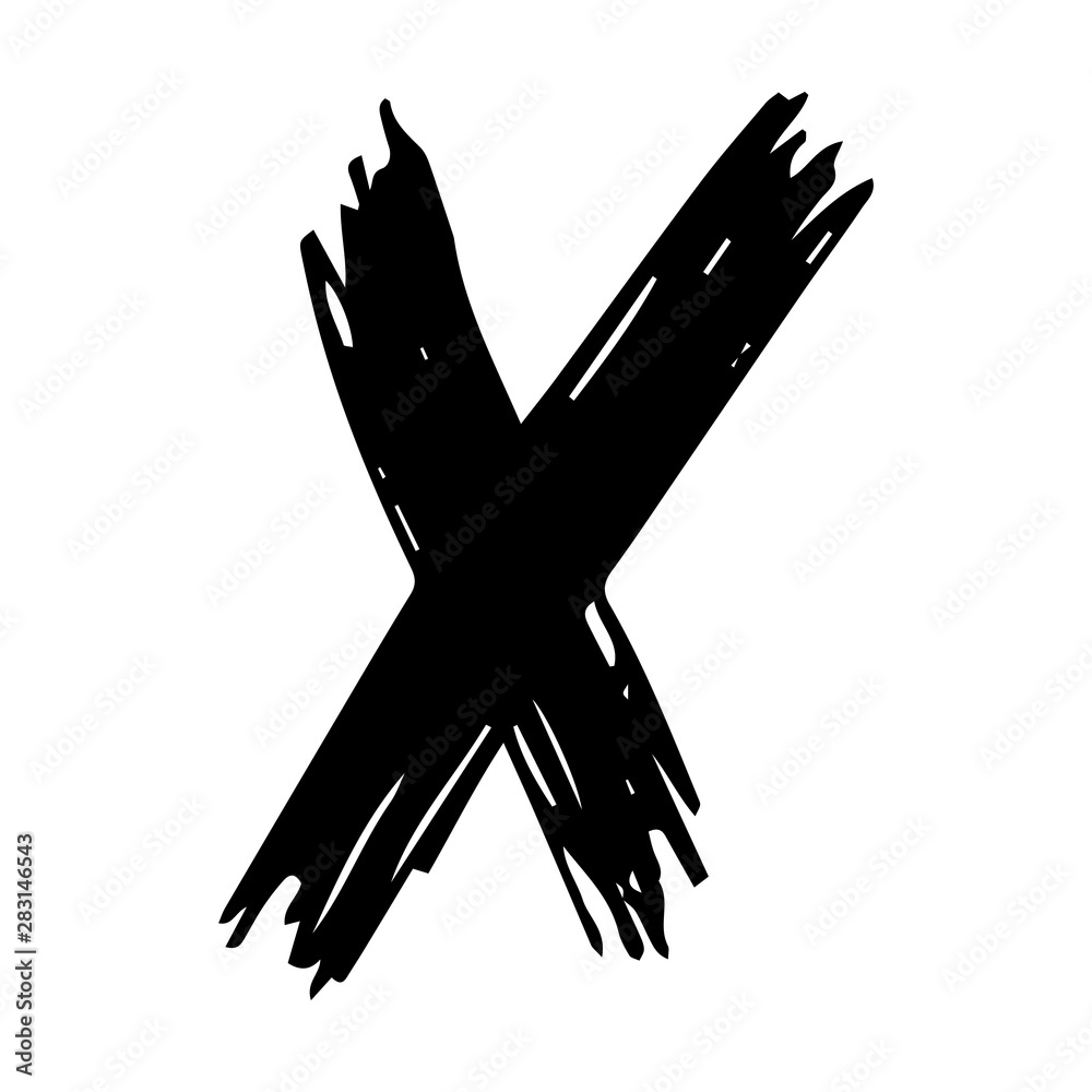 Black Hand drawn cross symbol Stock Vector | Adobe Stock