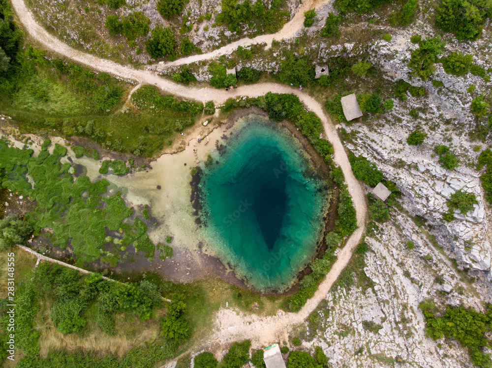 Croatia, august 2019: The spring of the Cetina River (izvor Cetine) in ...