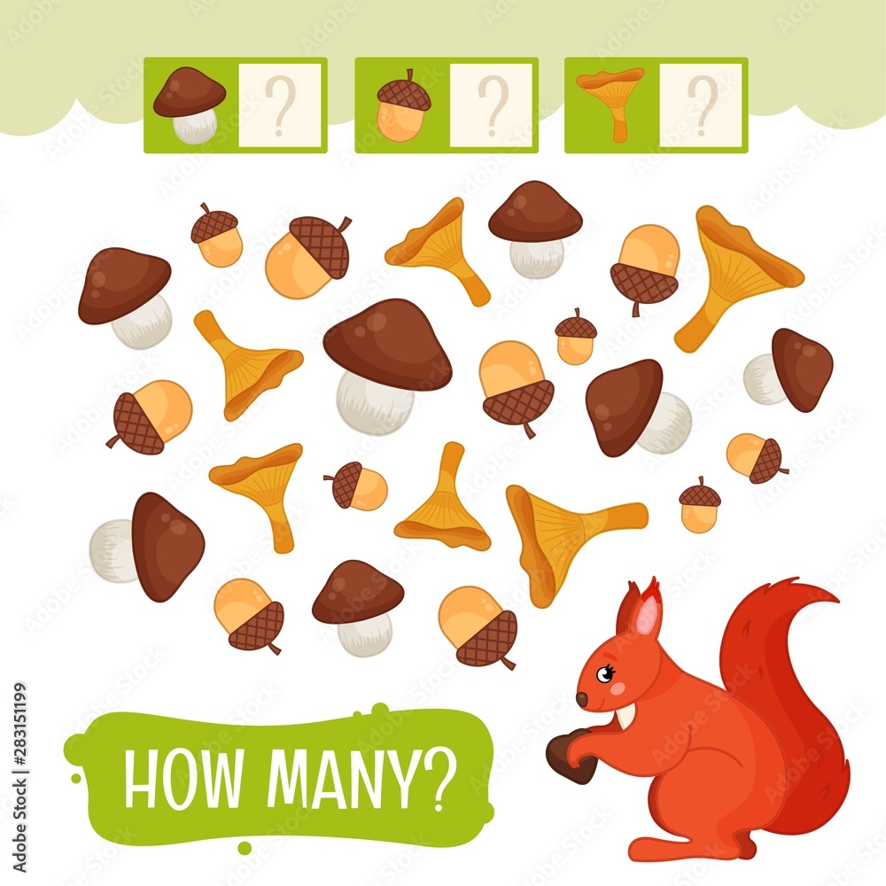 Counting educational children game, math kids activity sheet. How many ...
