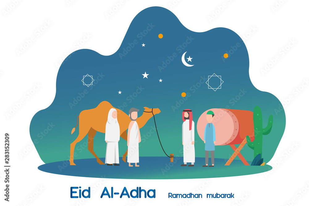 Islamic design for Hajj and Eid al-Adha Stock Vector | Adobe Stock