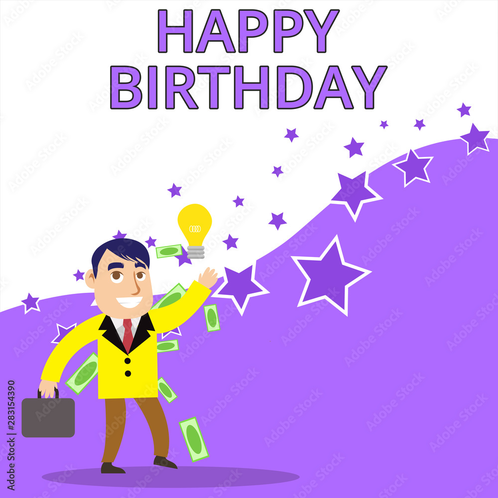 Text sign showing Happy Birthday. Business photo text The birth ...