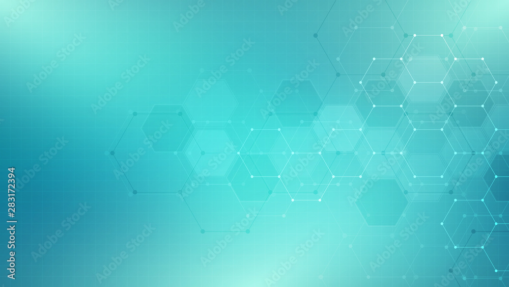 Abstract technology or medical background with hexagons shape pattern ...