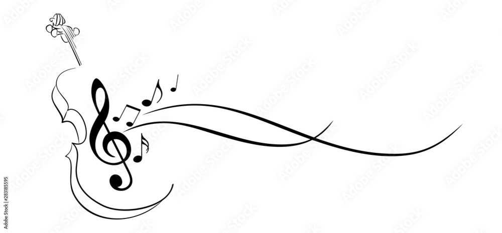 A violin sketch with notes. Stock Vector | Adobe Stock