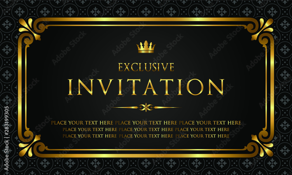 Exclusive invitation card - black and gold style Stock Vector | Adobe Stock