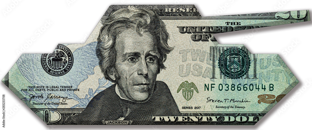 Tank with pattern of a banknote Stock Illustration | Adobe Stock