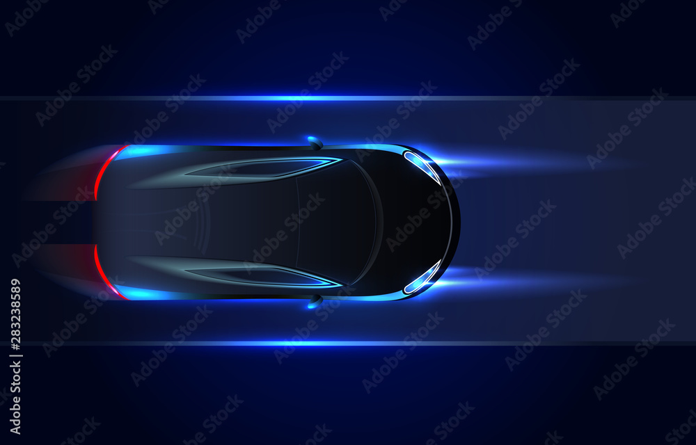 Car Logo. High Speed Black Sports Car - Futuristic Concept. Grunge ...