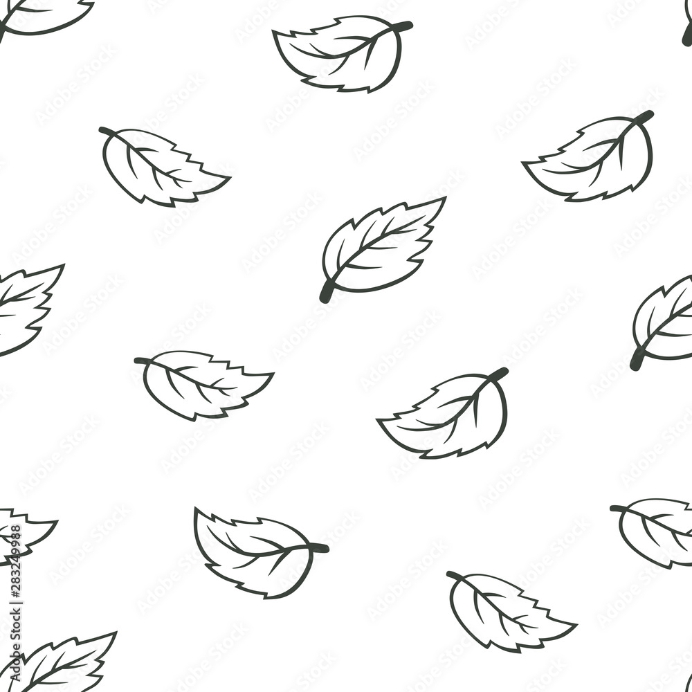Outline mint leaf seamless pattern. Vector mint texture for textile ...