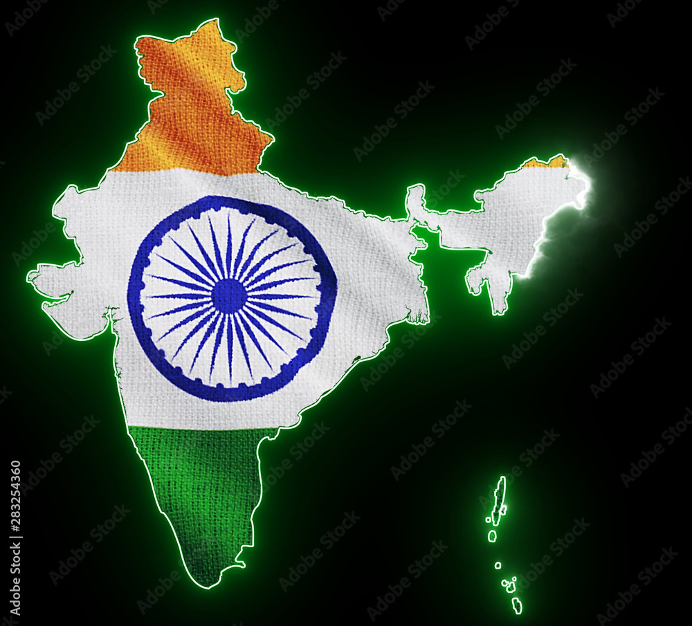 India map with neon lights. Abstract creative animation for led, neon ...