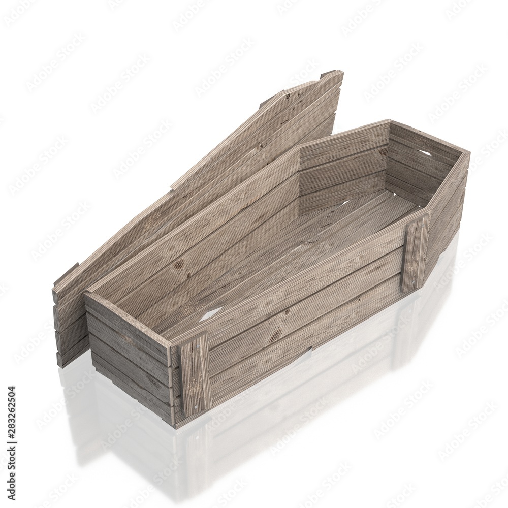 3D wooden coffin/ casket isolated on white background Stock ...