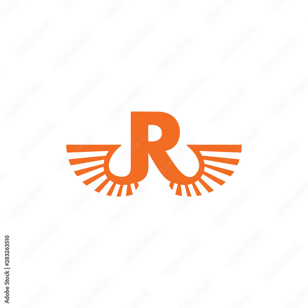 letter r wings simple curves logo vector Stock Vector | Adobe Stock