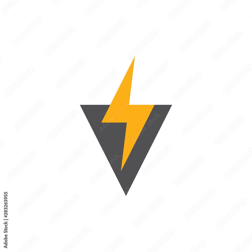 letter v thunder simple geometric logo vector Stock Vector | Adobe Stock