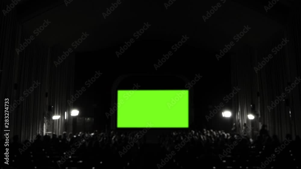 Cinema Theater Hall with Green Screen. You can replace green screen ...