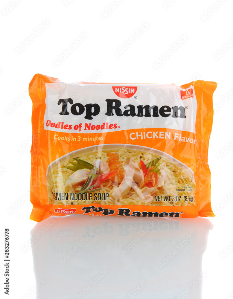 IRVINE, CA - January 21, 2013: A 3 ounce package of Top Ramen Chicken ...