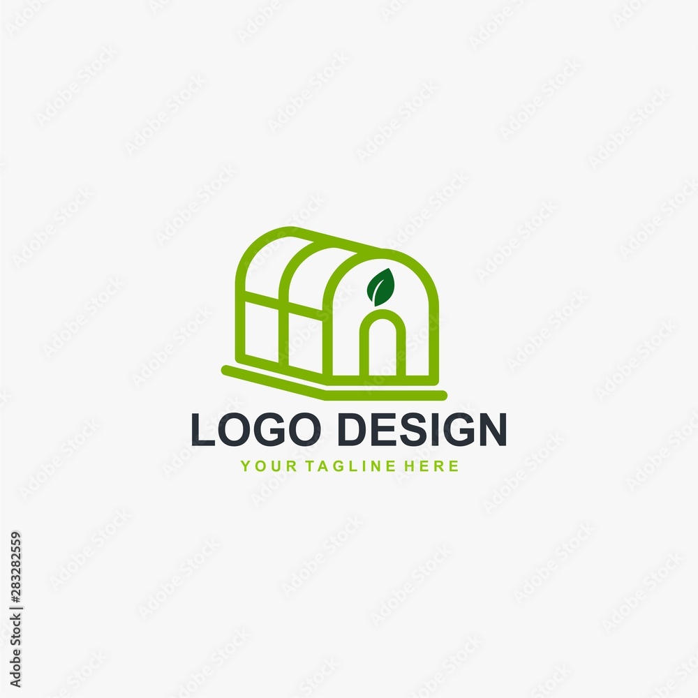 Greenhouse logo design vector. Plant care illustration symbol. Green ...