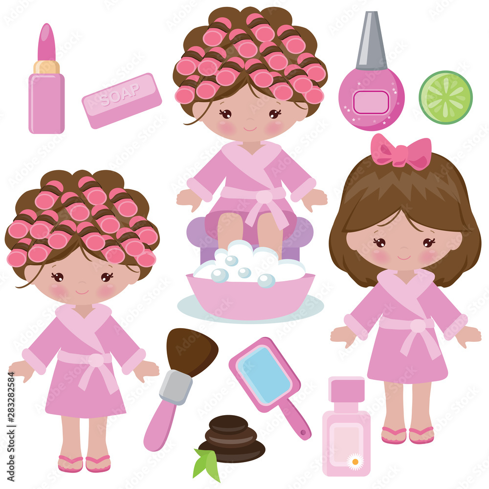 Spa girl vector cartoon illustration Stock Vector | Adobe Stock
