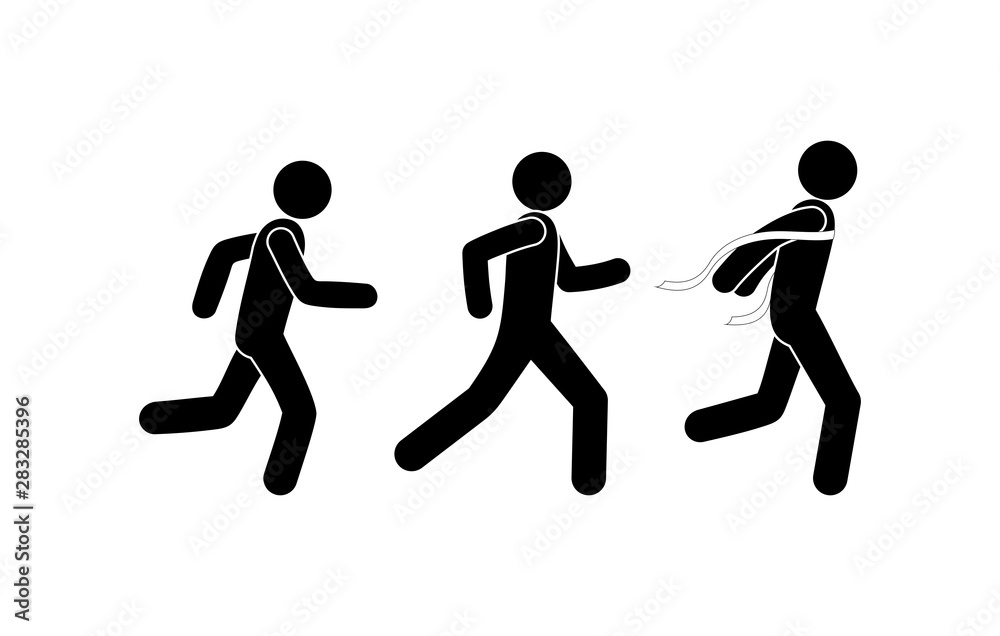 pictogram running people, sporting events, marathon icon, stick figure ...